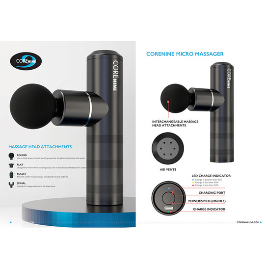 COREnine Micro Percussion Massager | Deep Tissue, 4 Speeds, TSA ...